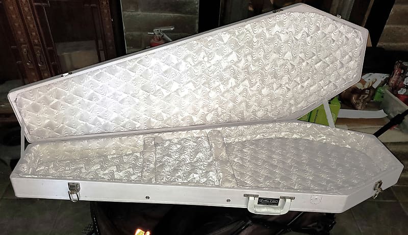 "CUSTOM CASES" WHITE BASS GUITAR 'COFFIN' CASE WITH CHILL | Reverb