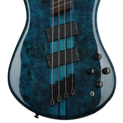 Spector NS Dimension 4 Bass Guitar - Black and Blue Gloss | Reverb
