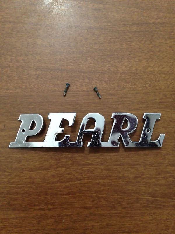 Pearl Script Drum Badge 1960's Chrome | Reverb