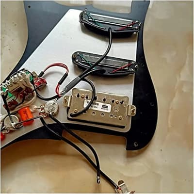 HSS Black Strat Style Guitar Prewired Loaded Pickguard with | Reverb