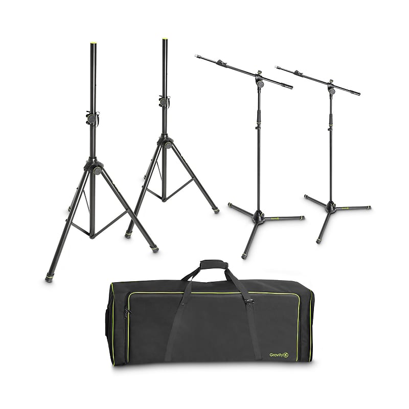 Gravity GSSMSSET1, Set With 2 Speaker And 2 Microphone Stands | Reverb