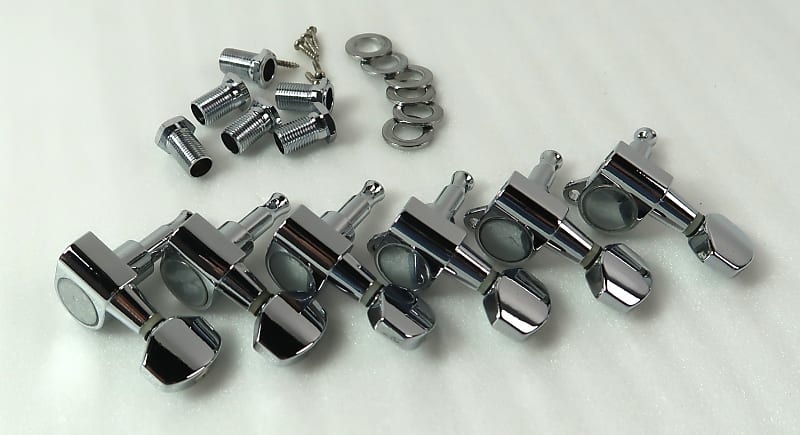 Tuner Machine Head Set Chrome 6 In Line Die Cast Sealed Back | Reverb