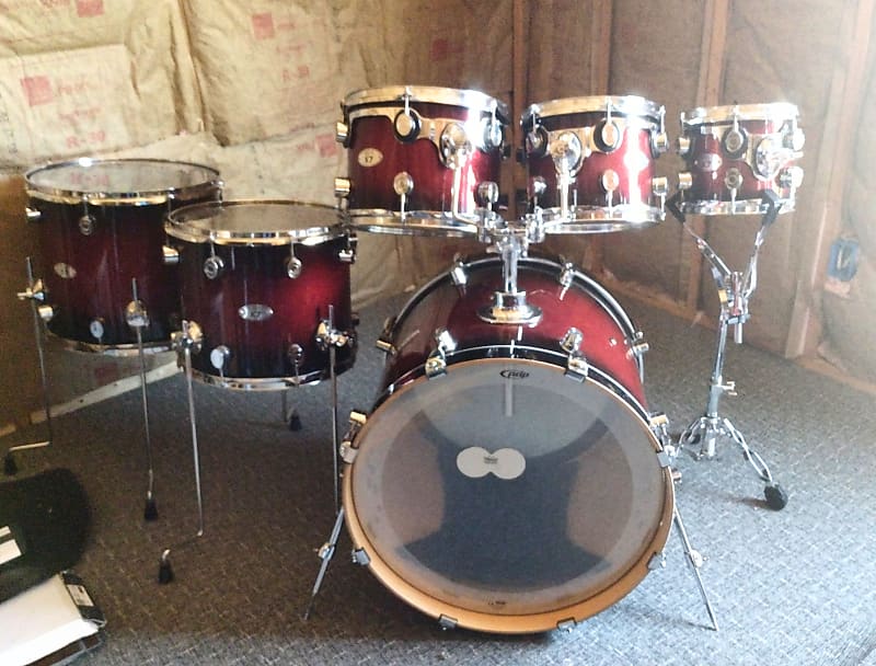PDP X7 Drum Set Maple Red Sparkle | Reverb