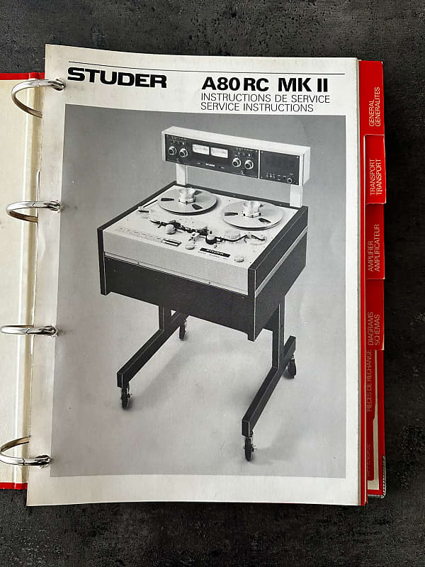 Studer A80 RC MKII original service manual | Reverb