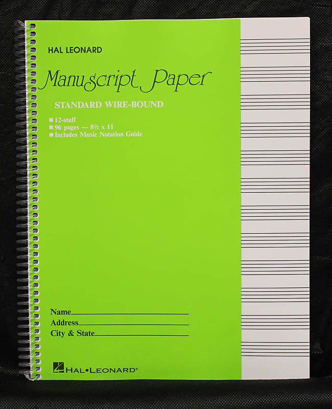 Standard Wirebound Manuscript Paper (Green Cover) | Reverb
