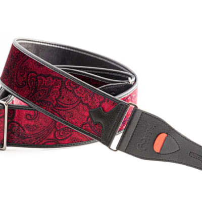 RightOn! Talisman Paisley Velvet Red Guitar Strap | Reverb