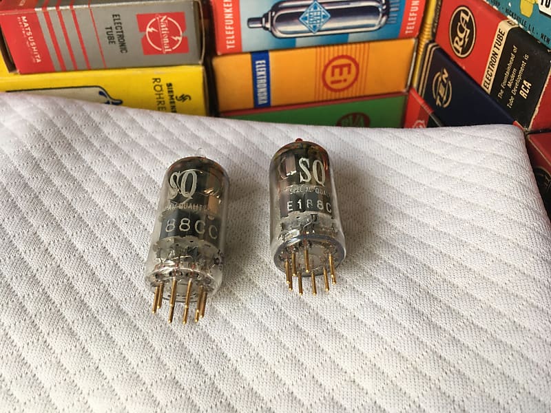 2 nos philips e188cc gold pin audio tubes, warm tone dutch | Reverb