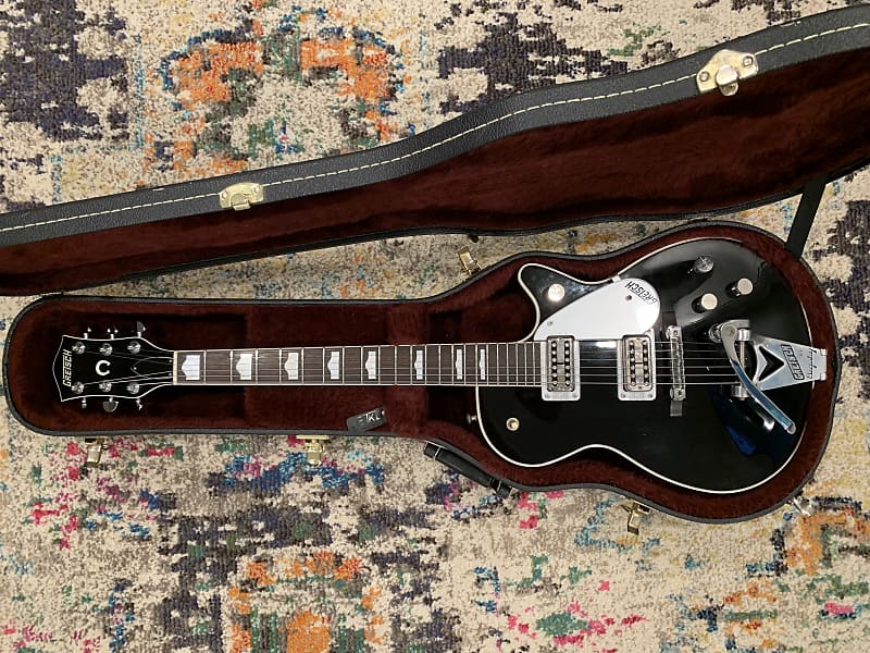2002 Gretsch Duo Jet 6128T, Black with TV Jones Pickups | Reverb