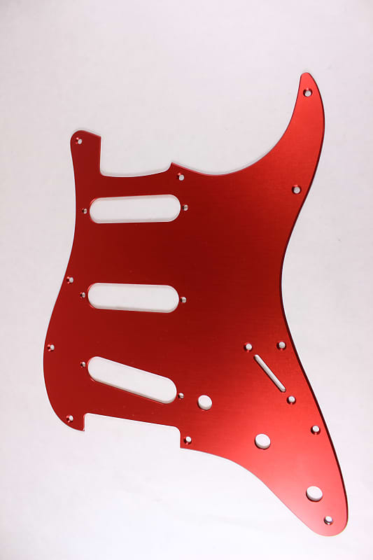 Brushed Red Anodized Aluminum SSS Strat Pickguard- | Reverb Canada