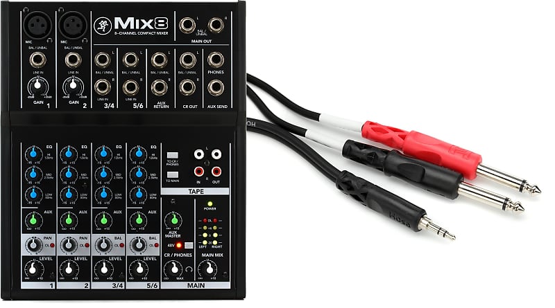 Mackie Mix8 8-channel Compact Mixer Bundle with Hosa CMP-159 | Reverb