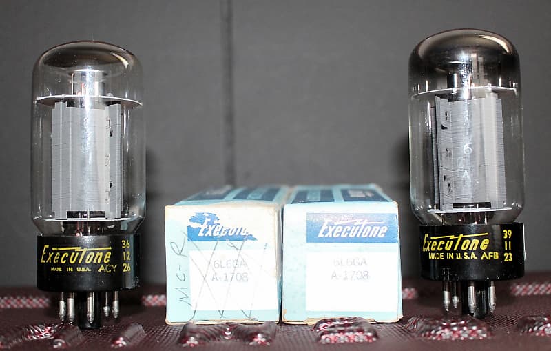 SYLVANIA 6L6GC PERFECT MATCH PAIR GREY PLATE HALO GETTERS | Reverb