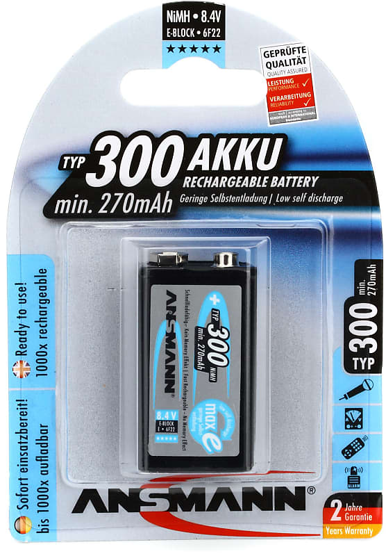 Ansmann 9V 300mah Rechargeable Battery (each) (3-pack) Bundle | Reverb