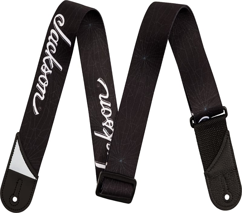 Jackson White Logo Guitar Strap, Adjustable, Black, 2" Wide | Reverb