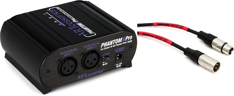 ART Phantom II Pro 2-channel 48V Phantom Power Supply Bundle | Reverb