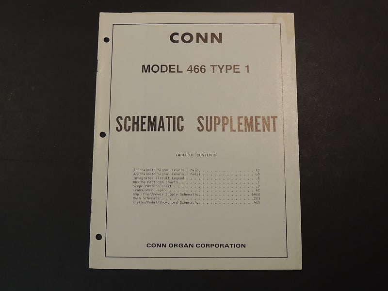 Conn Model 466 Type 1 Schematic Supplement [Three Wave Music] | Reverb