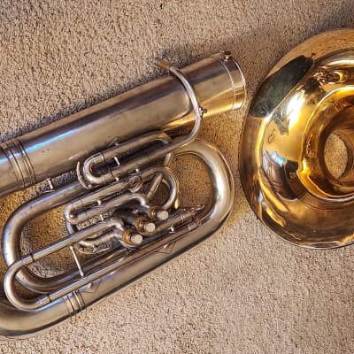 H.N. White King Eb Bell Front Tuba Early 1930s - Satin Silver | Reverb