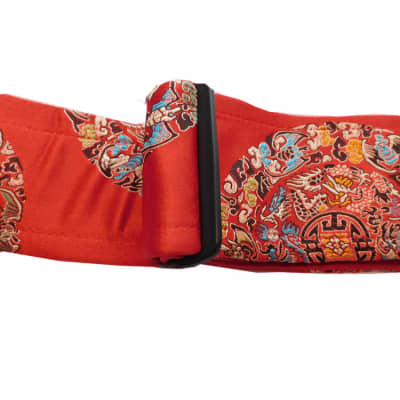 Red Satin Chinese Mandala Handmade Guitar Strap | Reverb