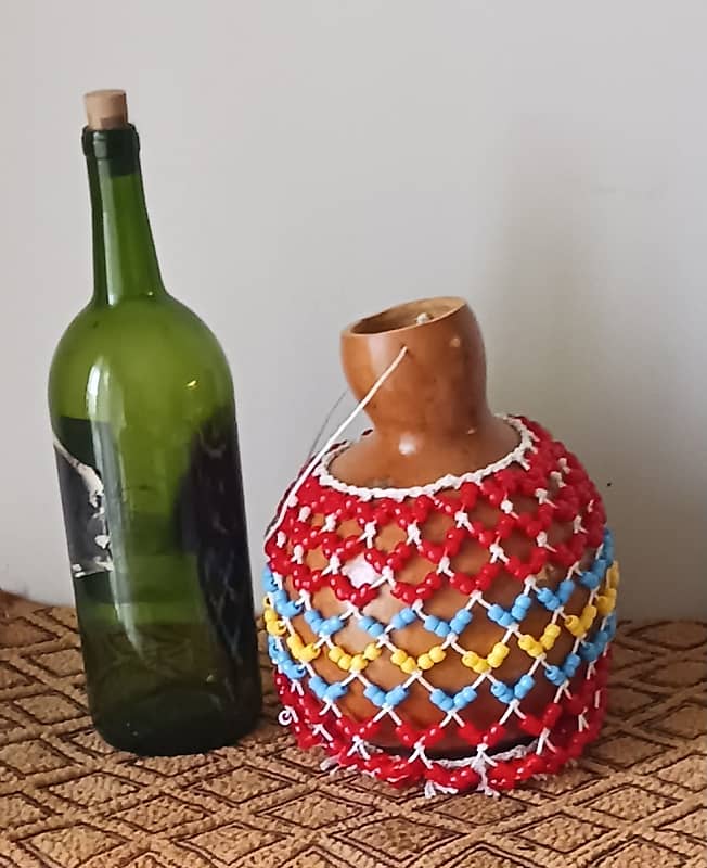 Medium-small West African-style netted gourd rattle(sekere) | Reverb