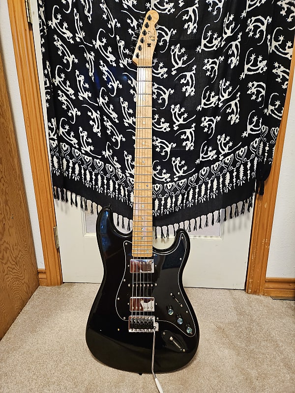 Warmoth Neck Baritone Strat - Black Gloss | Reverb