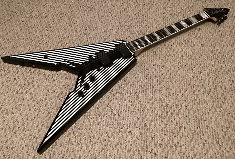 Wylde Audio Viking V Electric Guitar Black/White Striped Zakk | Reverb