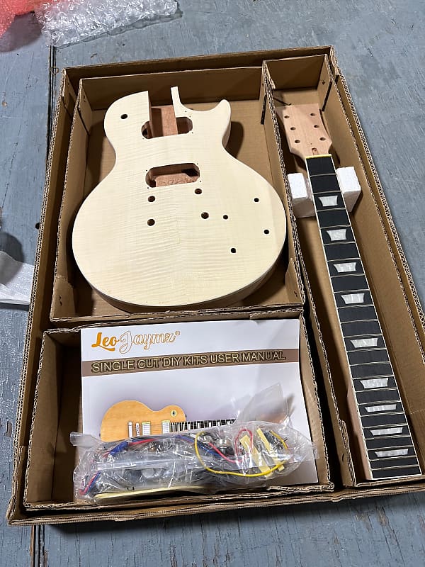 LP COMPLETE DIY Guitar Kit set neck with carved maple top | Reverb