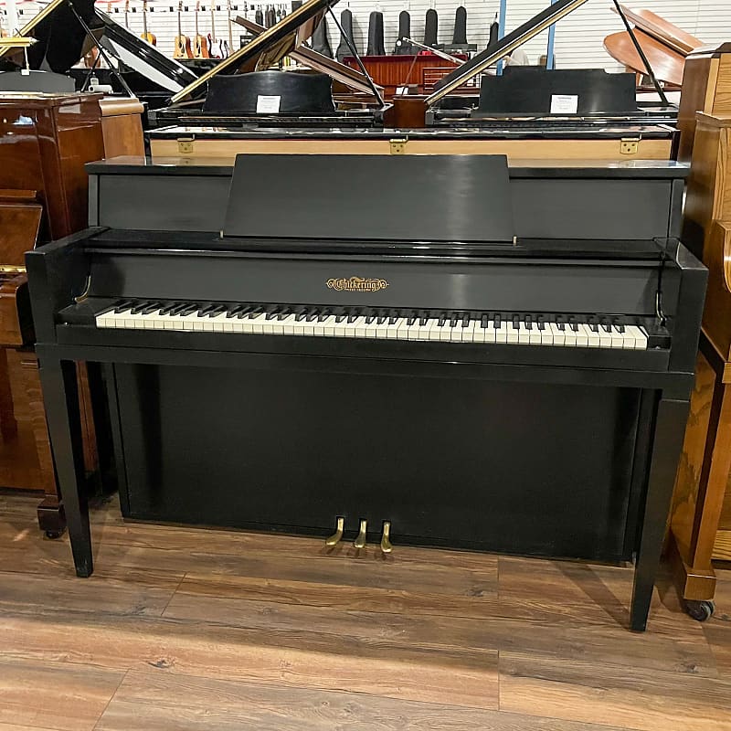 (SOLD)Chickering 40" Satin Ebony Console Piano c1981 #247248 | Reverb