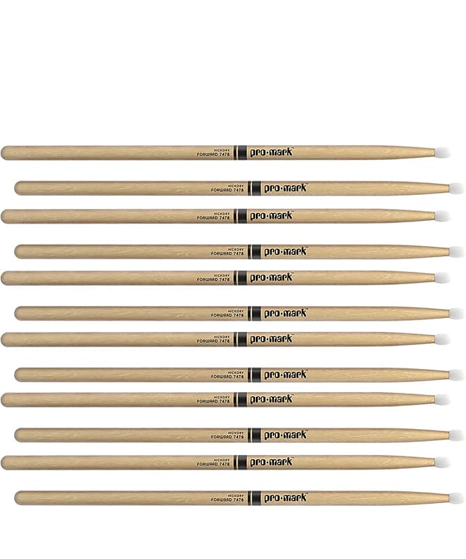 6 PACK ProMark Classic Forward 747B Hickory Drumsticks, Oval | Reverb