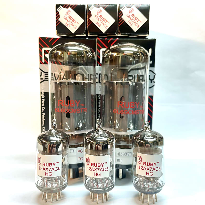 Ruby 6L6 GC MSTR Power Tubes Matched Pair + 3 x Ruby 12AX7AC5 | Reverb