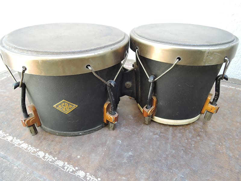 Asba made in France 7 & 8" bongos 60's - mat black | Reverb