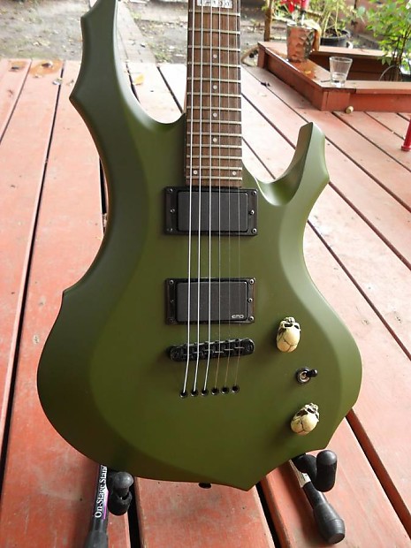 ESP Ltd. F-100 Army Green Guitar w/EMG 81 Active Pickup | Reverb