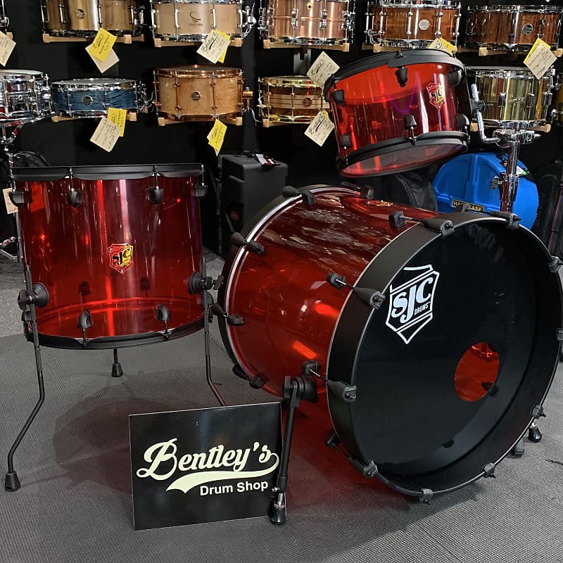 ~NEW~ SJC Josh Dun Torch Red Acrylic 12/16/22" Drum Kit Set | Reverb