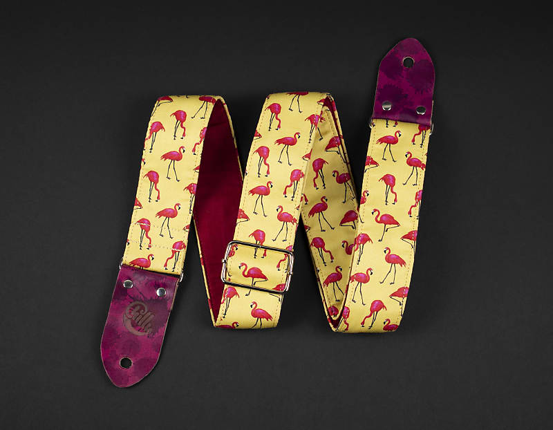 FLAMINGO Yellow Handmade Guitar Strap | Reverb