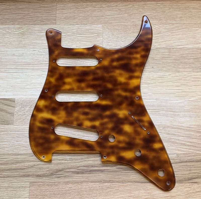 S-style Guitar Pickguard SSS - Amber Solid Italian Tortoise | Reverb