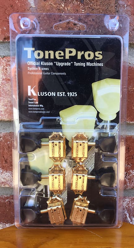 TonePros Kluson Tuner Machine Heads 3 per side Black Keystone | Reverb