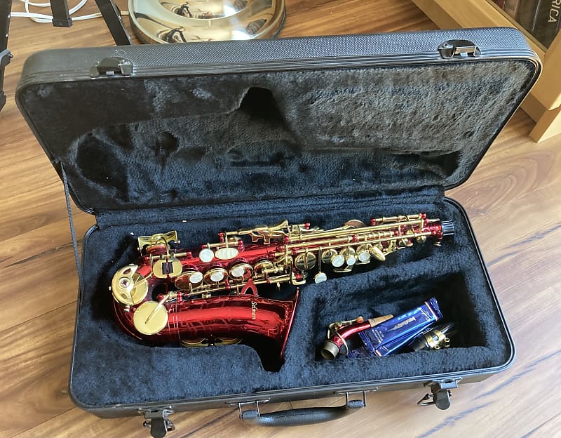 Selman Curved Soprano Saxophone Red and Gold | Reverb