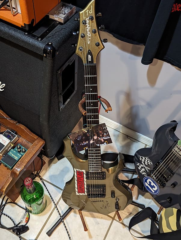 ESP LTD F100 signed by damageplan (dimebag and Vinnie Paul) | Reverb