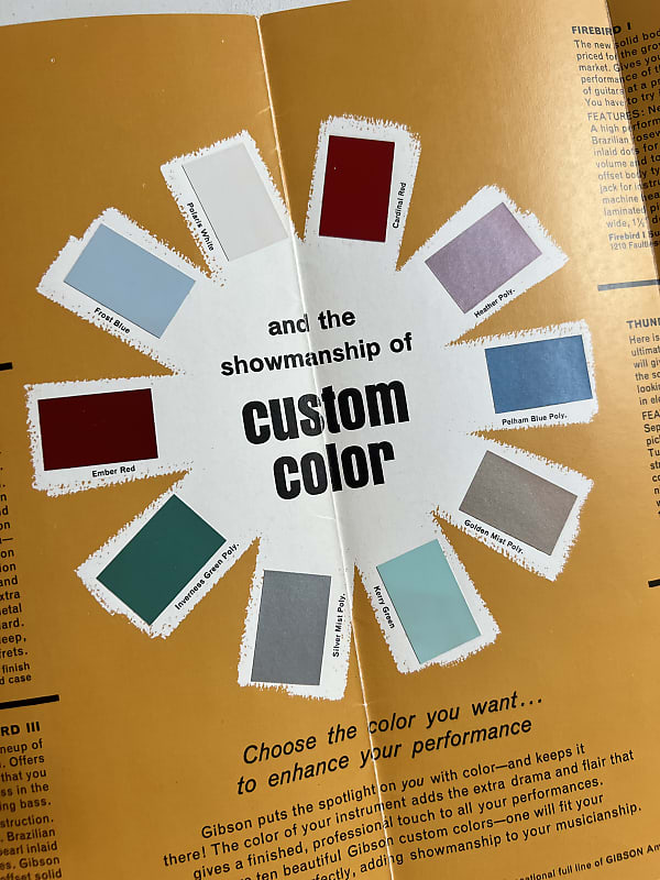 Circa 1964 Gibson Custom Color Chart Vintage | Reverb Australia