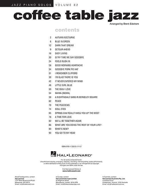 Coffee Table Jazz Jazz Piano Solos Series Volume 62 | Reverb