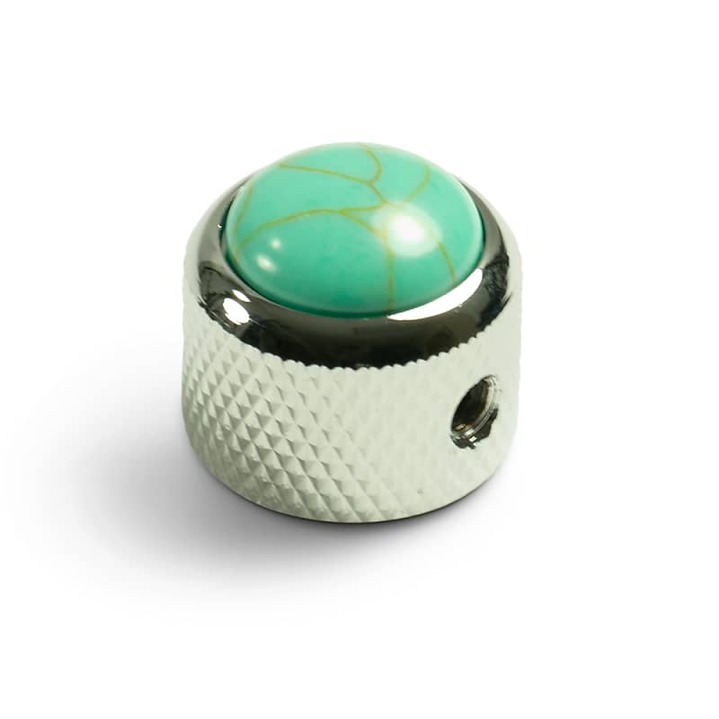 Q-Parts Knobs With Turquoise Inlay - Dome Chrome | Reverb