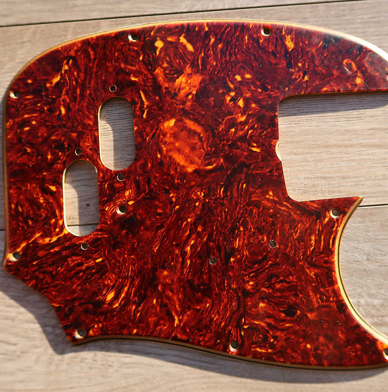 Fender Mustang bass pickguard '66 - '71 Celluloid Tortoise | Reverb