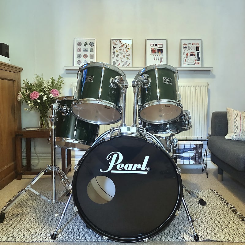 Pearl Export 22" Fusion Drum Kit in Green (Hardware/Bags | Reverb UK