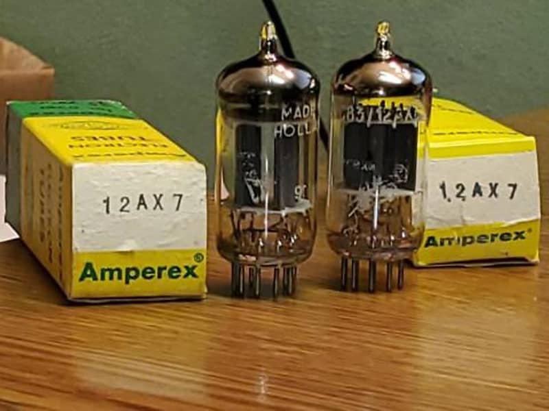 Amperex 12ax7 Bugle Boy Pair (1) long plate (1) short Plate | Reverb