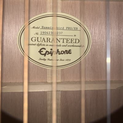 Ebony Black Epiphone Hummingbird Pro Acoustic/Electric Guitar | Reverb