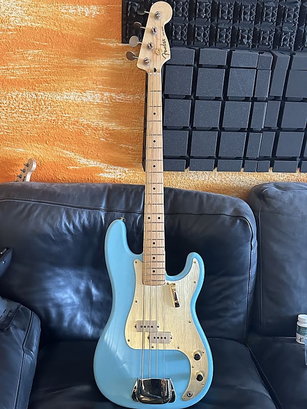 Fender Precision Bass 2024 - Daphne Blue Gold Hardware | Reverb