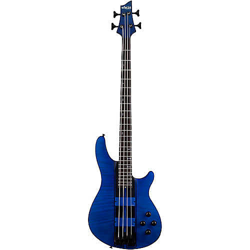 Schecter C-4 GT Satin Trans Blue with Black Racing Stripe | Reverb