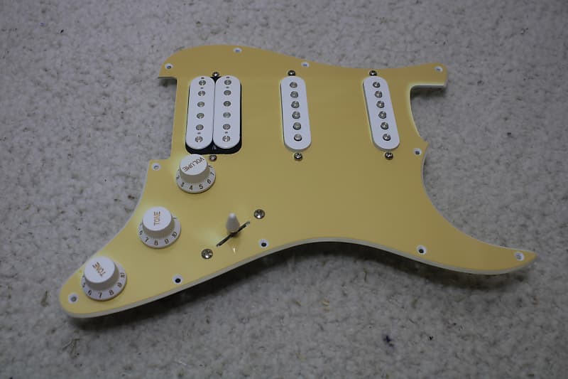Aged White Squier HSS Stratocaster Loaded Pickguard | Reverb