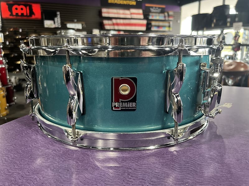 Premier Cabria 5.5x14 Snare 1990s - Light blue metallic | Reverb