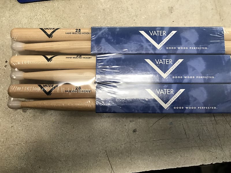 Vater 2B Nylon Tip Hickory Drum Sticks (12 Pack) | Reverb