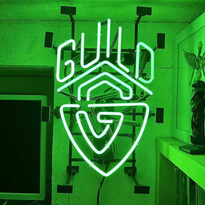 Guild Neon Display Sign Guild Guitars Logo 2019 Green Rare | Reverb