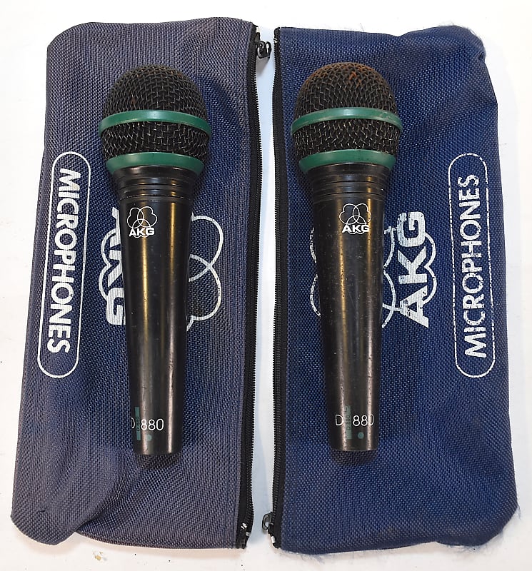 2 AKG DM880 Dynamic Super Cardioid Microphones w/Bags | Reverb